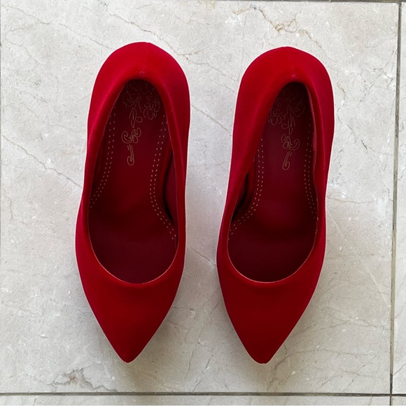 Jingpin | Shoes | Jingpin Ladies Red Suede Heels Size 38 7 New Pointed ...